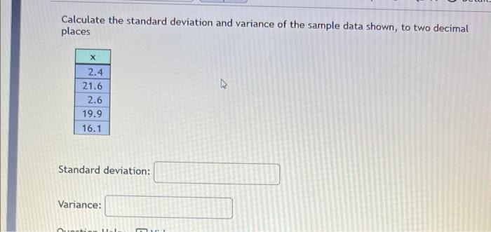 Solved Calculate the mean and sample standard deviation of | Chegg.com