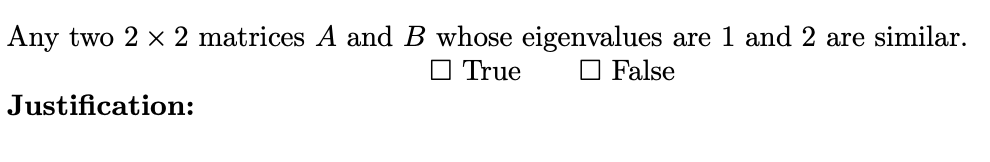 Solved Any two 2×2 ﻿matrices A and B ﻿whose eigenvalues are | Chegg.com