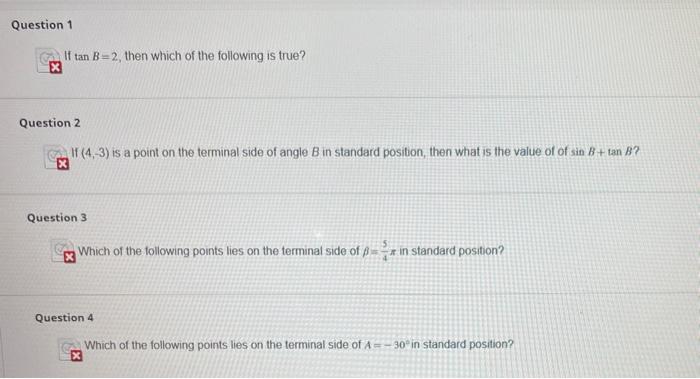 If tanB=2, then which of the following is true? | Chegg.com