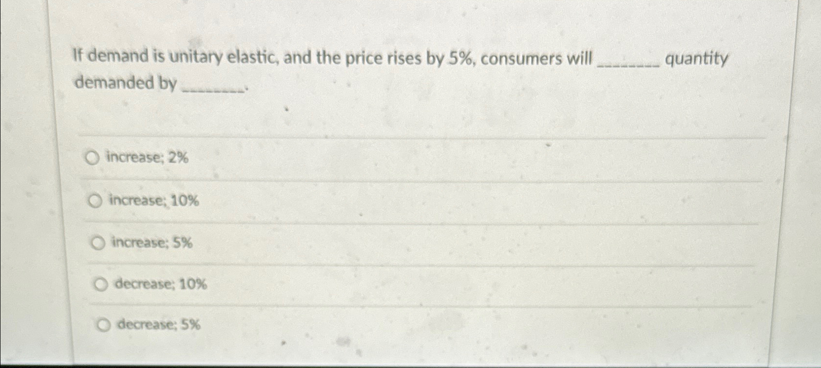 Solved If demand is unitary elastic, and the price rises by | Chegg.com