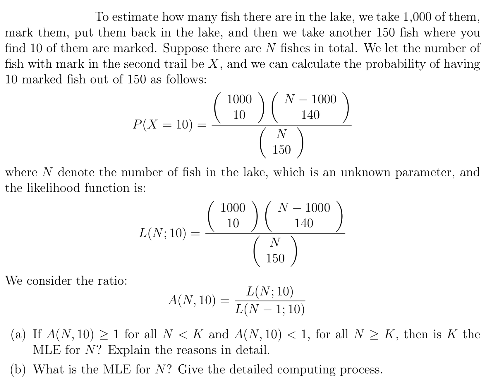 Solved To estimate how many fish there are in the lake, we | Chegg.com