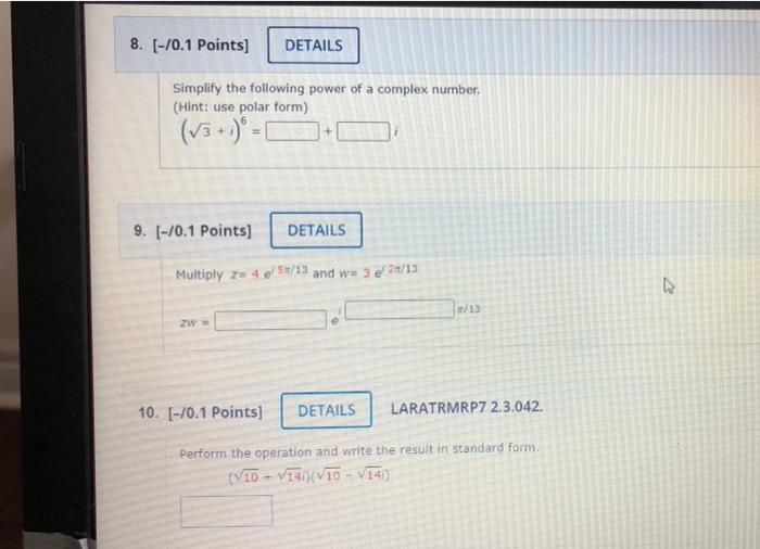 Solved 1. [-10.1 Points) DETAILS LARATRMRP7 2.3.060. Write | Chegg.com Solved 1. [-10.1 Points) DETAILS LARATRMRP7 2.3.060. Write | Chegg.com