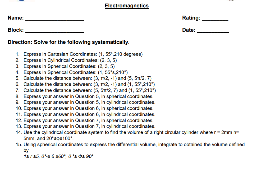 Solved Direction: Solve for the following | Chegg.com
