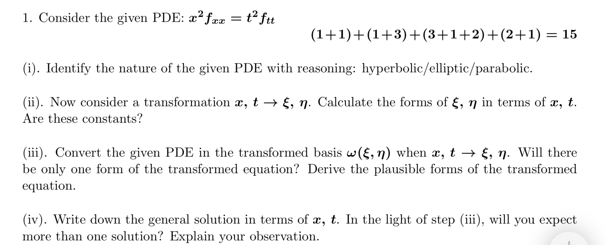 Solved Consider the given PDE: | Chegg.com