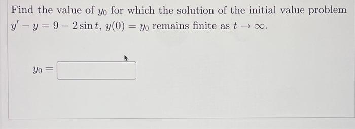 Solved Find the value of y0 for which the solution of the | Chegg.com