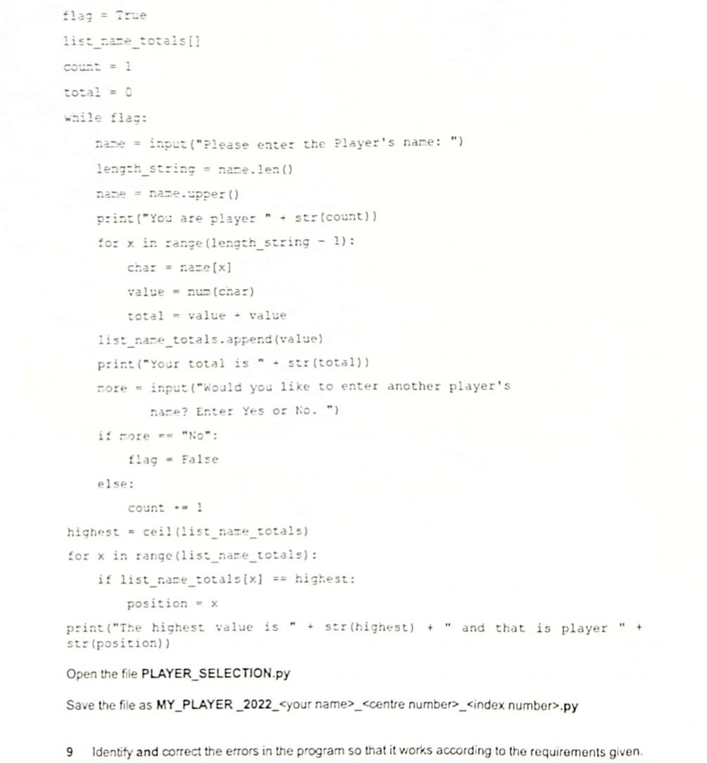 Solved A program is needed to select which player starts | Chegg.com