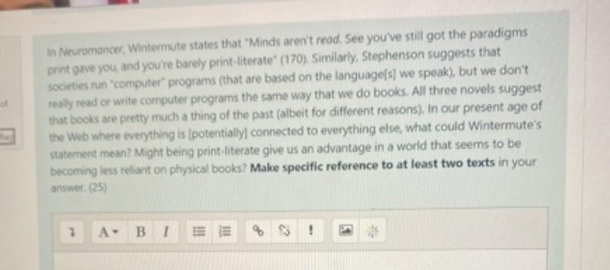 In Neuromancer, Wintermute states that "Minds aren't | Chegg.com