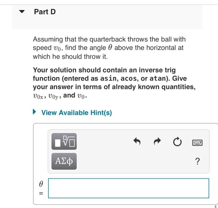 Solved A quarterback is set up to throw the football to a | Chegg.com