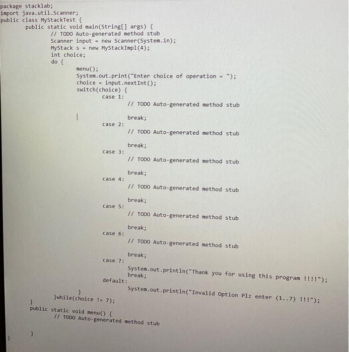 Solved package stacklab; public class | Chegg.com
