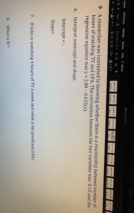 Solved Layout References Mailings Review View Tell Me Aa Aa