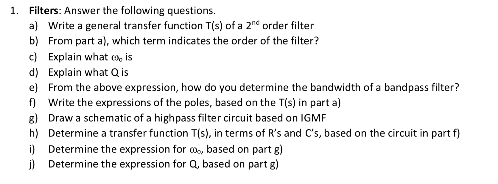Solved Filters: Answer the following questions.a) ﻿Write a | Chegg.com