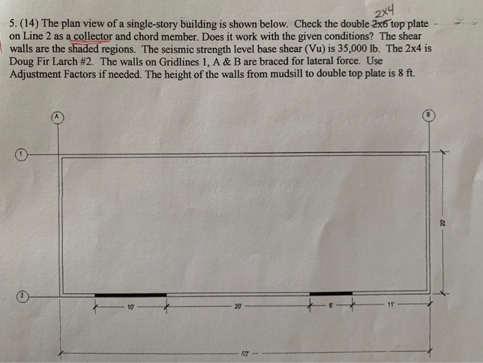 2x4 - 5. (14) The plan view of a single-story | Chegg.com