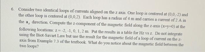 Solved 6. Consider two identical loops of currents aligned | Chegg.com