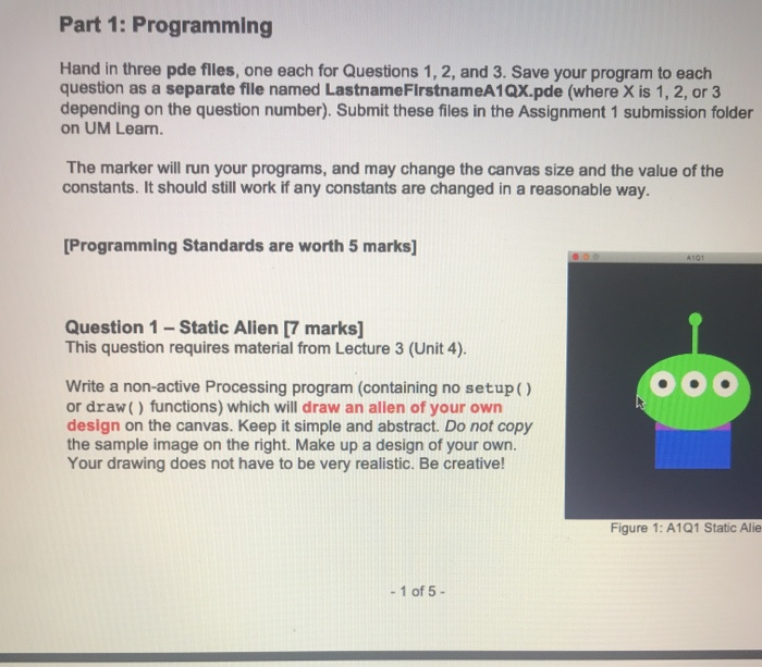 the programming program used is processingi have | Chegg.com
