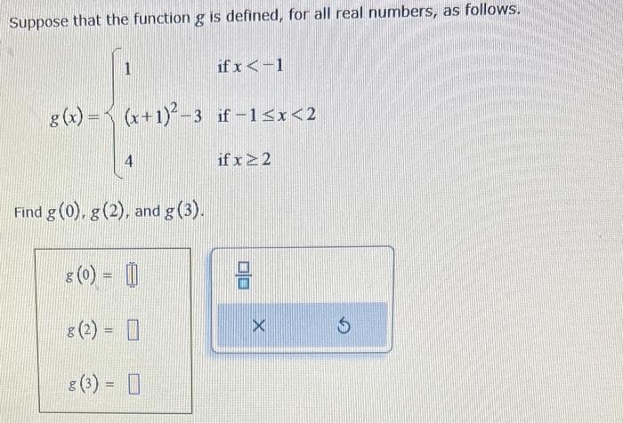 Solved Suppose that the function g is defined, for all real | Chegg.com