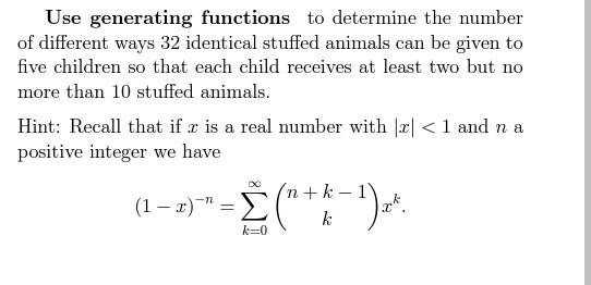 Solved Use generating functions to determine the number of | Chegg.com