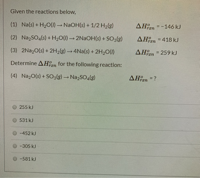 Solved Given the balanced chemical equation, 2 H20(1) - 2 | Chegg.com