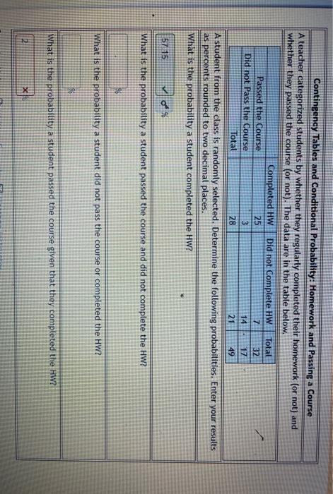 Solved Contingency Tables and Conditional Probability: | Chegg.com