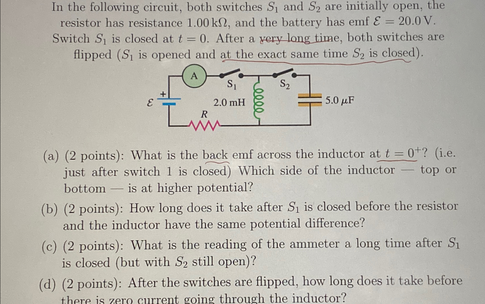 Solved In the following circuit, both switches S1 ﻿and S2 | Chegg.com
