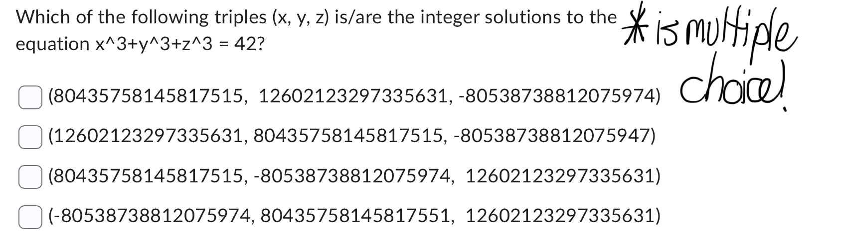 Solved Which of the following triples (x,y,z) ﻿is/are the | Chegg.com