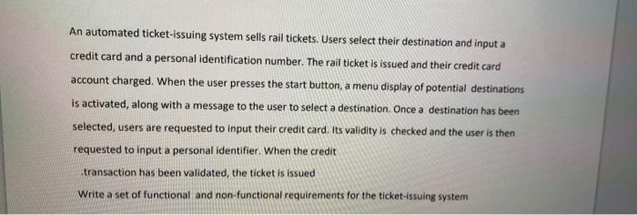 Solved An automated ticket-issuing system sells rail | Chegg.com