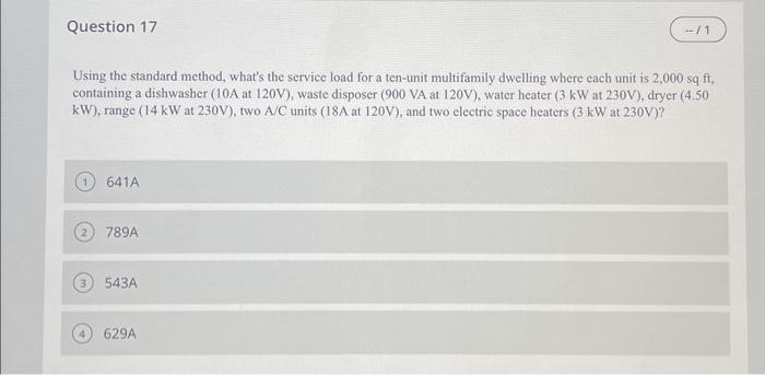 Solved Using the standard method, what's the service load | Chegg.com