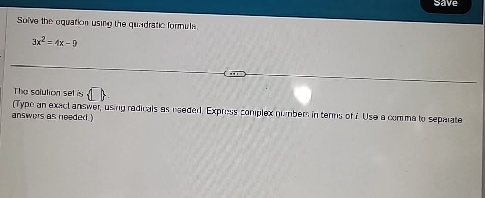 Solved Solve the equation using the quadratic | Chegg.com