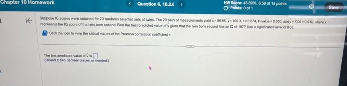 Solved represents the 1Q score of the twin bern socond Find | Chegg.com