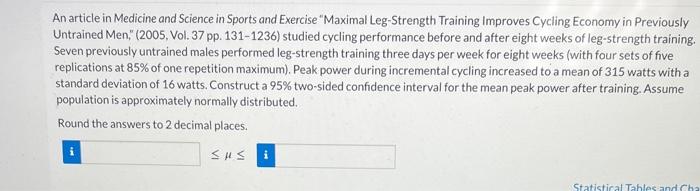 Solved An article in Medicine and Science in Sports and | Chegg.com