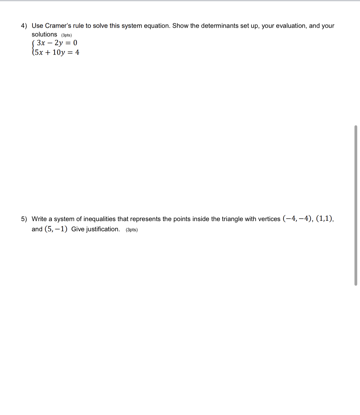 Solved Use Cramer's rule to solve this system equation. Show | Chegg.com