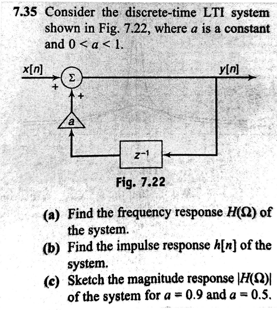 Solved 7.35 Consider the discrete-time LTI system shown in | Chegg.com
