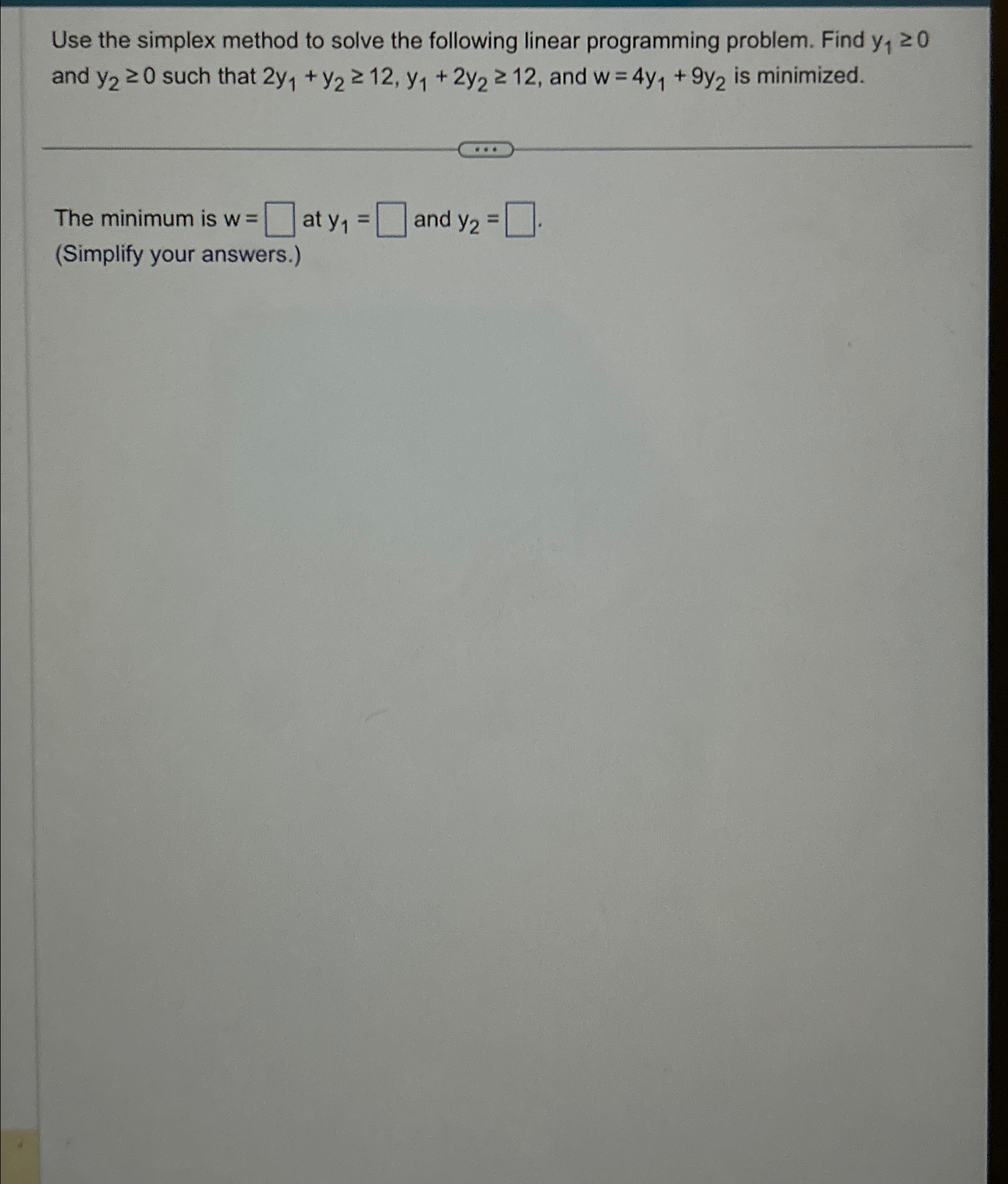 Use the simplex method to solve the following linear | Chegg.com
