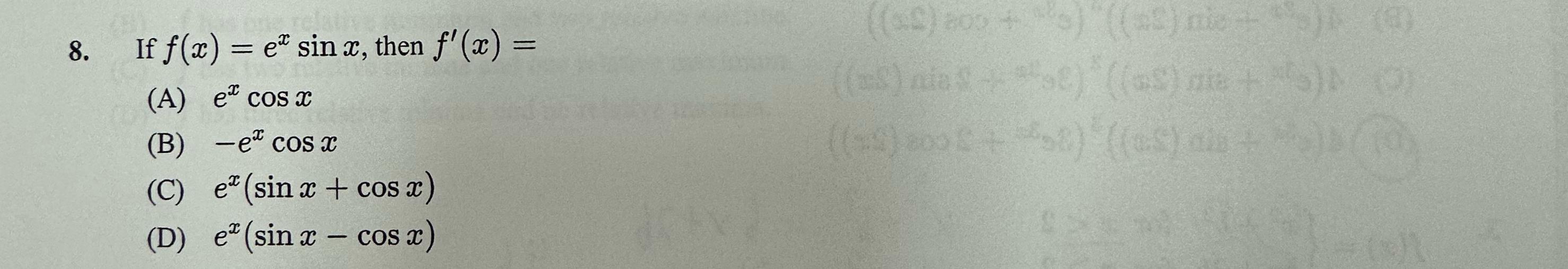 Solved If f(x)=exsinx, ﻿then | Chegg.com
