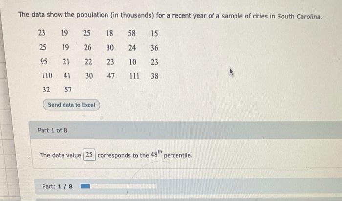 Solved The data show the population (in thousands) for a | Chegg.com