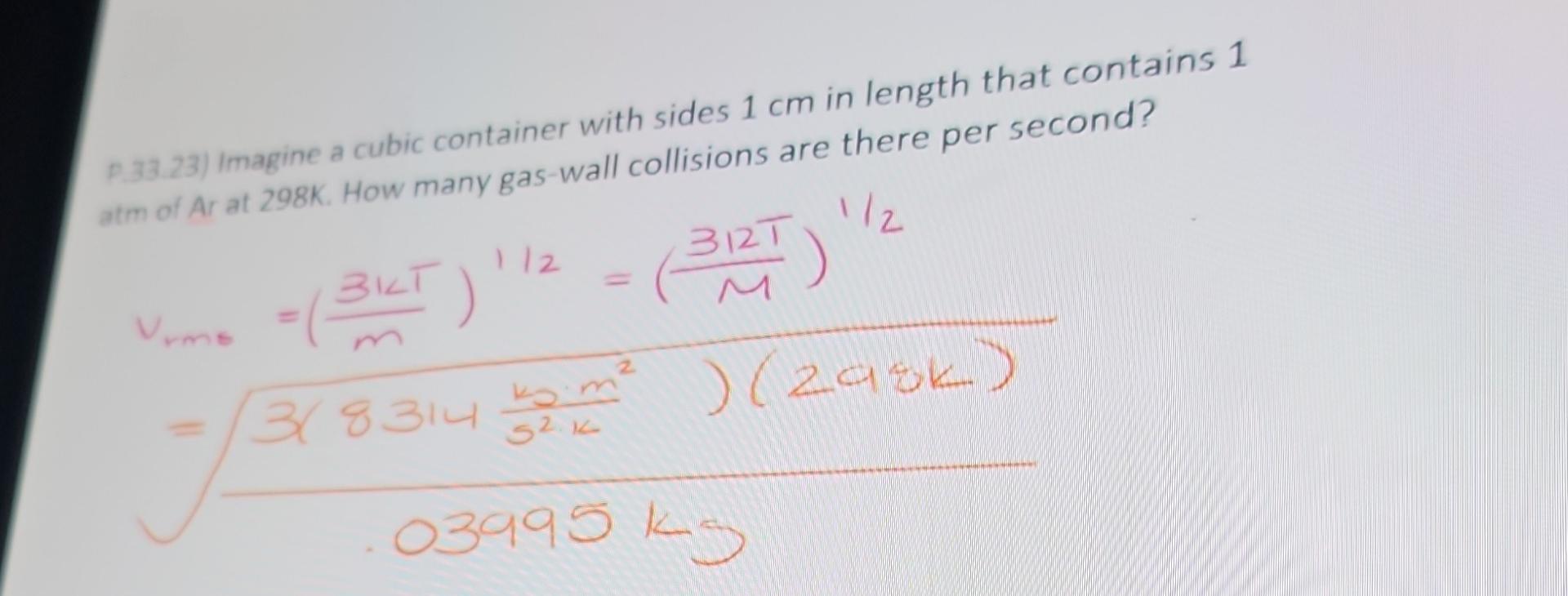 Solved p33.23 Imagine a cubic container with sides 1 cm in | Chegg.com