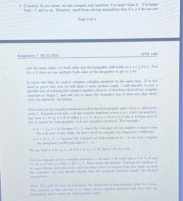 Solved 5. [2 points] As you know, we can compare real | Chegg.com | Chegg.com