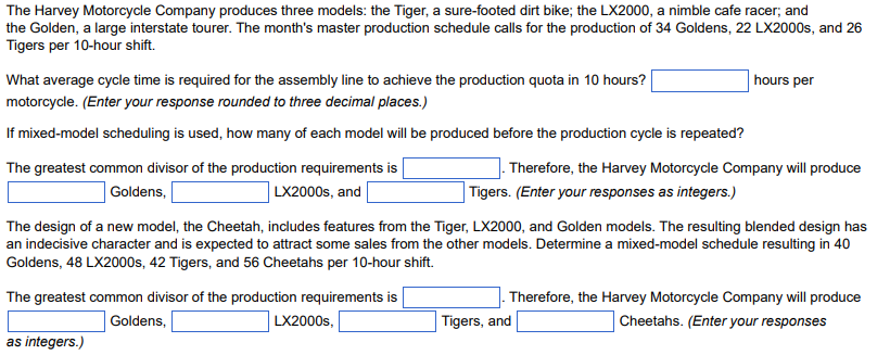 Solved by an EXPERT The Harvey Motorcycle Company produces three models ...