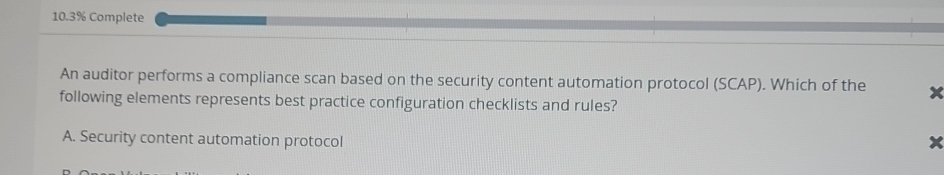 10.3% ﻿CompleteAn auditor performs a compliance scan | Chegg.com