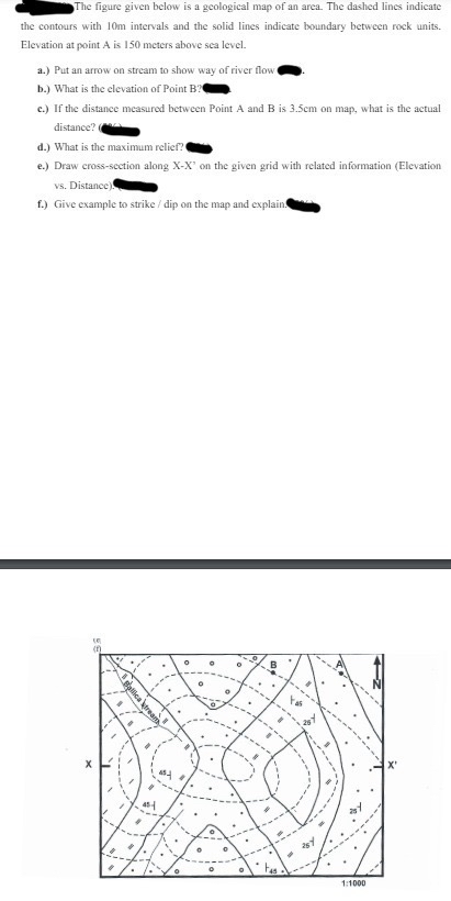 Solved The figure given below is a geological map of an | Chegg.com
