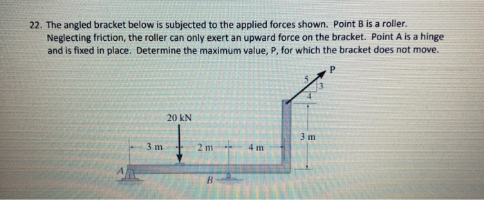 Solved 22. The angled bracket below is subjected to the | Chegg.com