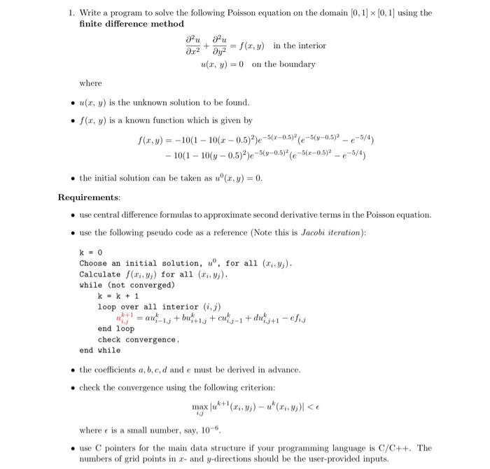 Solved 1. Write a program to solve the following Poisson | Chegg.com