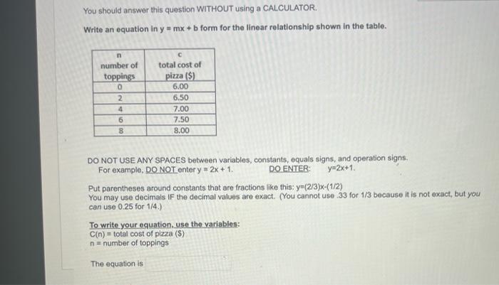 Solved You should answer this question WITHOUT using a | Chegg.com