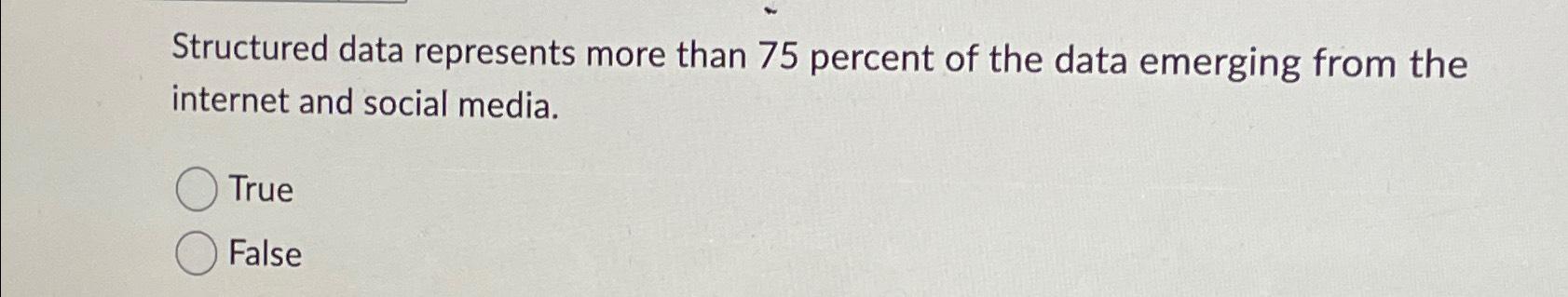 Solved Structured data represents more than 75 ﻿percent of | Chegg.com
