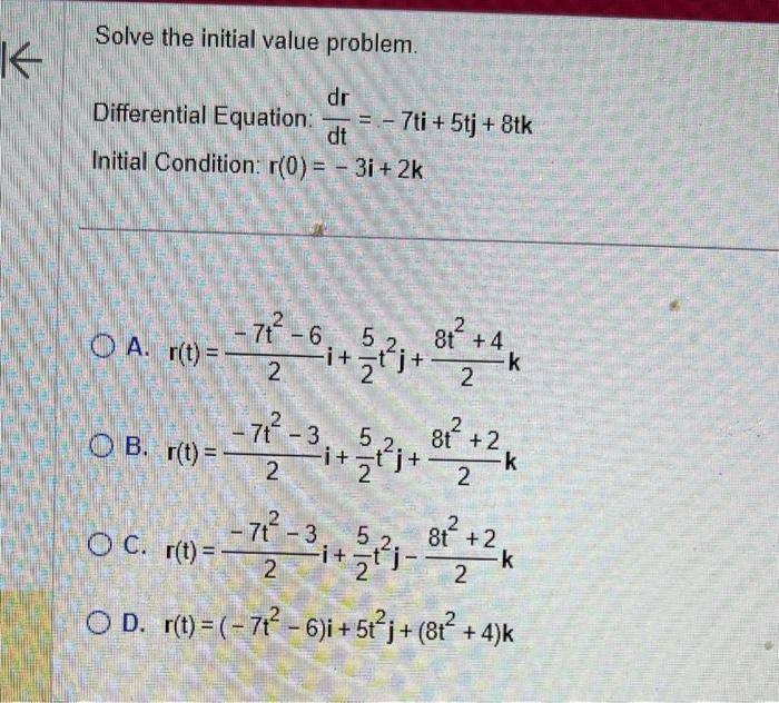 Solved Solve the initial value problem. Differential | Chegg.com