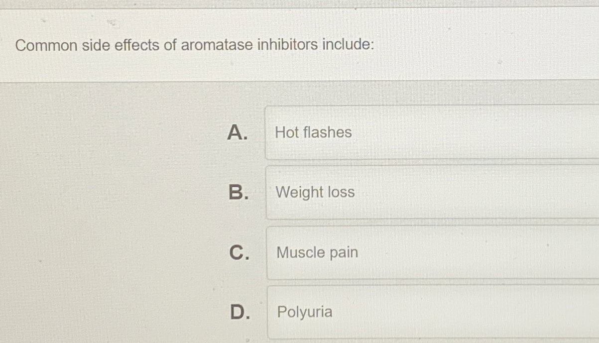 Solved Common side effects of aromatase inhibitors | Chegg.com
