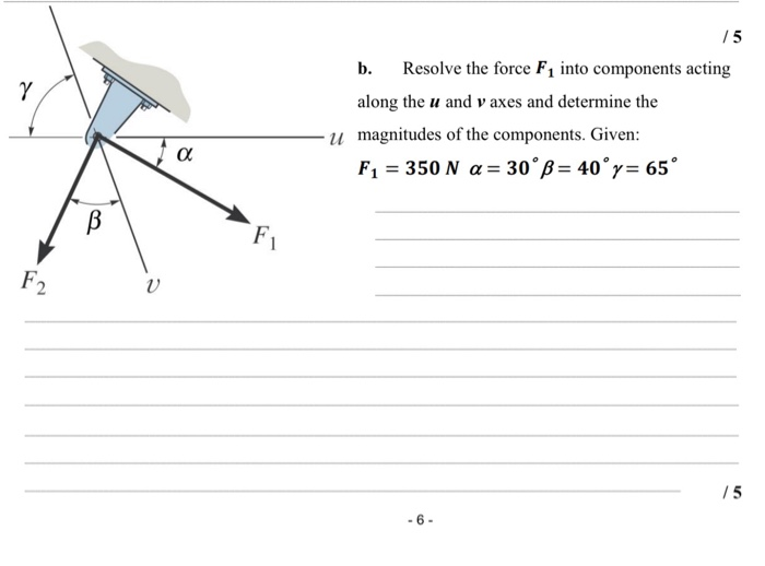 Solved 15 b. Resolve the force F1 into components acting | Chegg.com