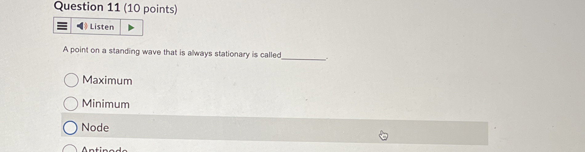 Solved Question 11 (10 ﻿points)ListenA point on a standing | Chegg.com