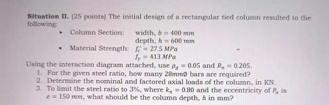 The initial design of a rectangular tied column | Chegg.com