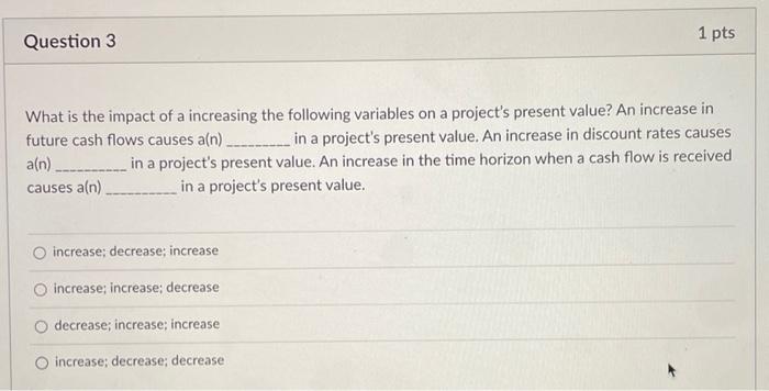 Solved What is the impact of a increasing the following | Chegg.com