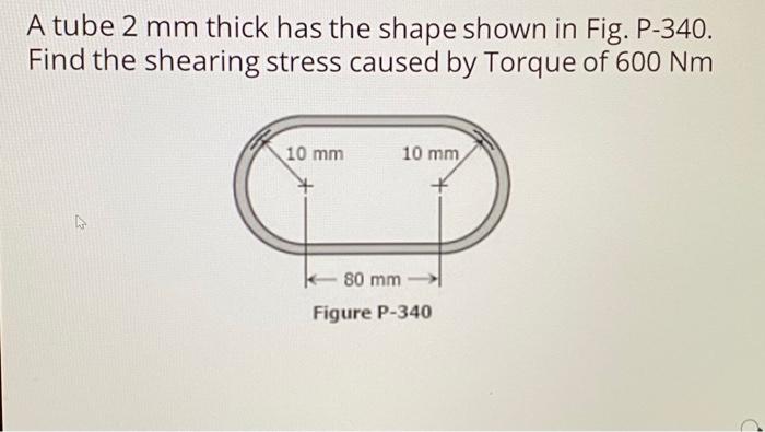 Solved A tube 2 mm thick has the shape shown in Fig. P-340. | Chegg.com